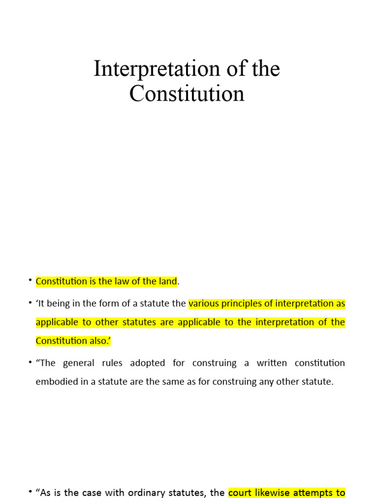 Interpretation of The Constitution | PDF | Constitution | Common Law