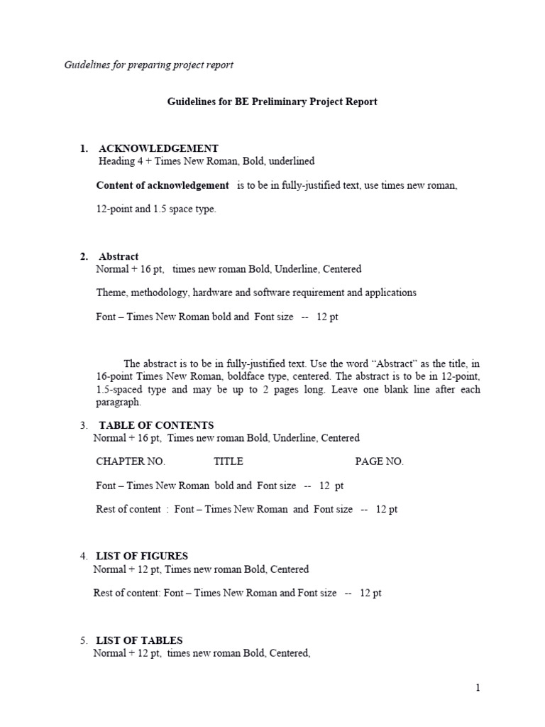 Project Report Guidelines | PDF | Times New Roman | Computing