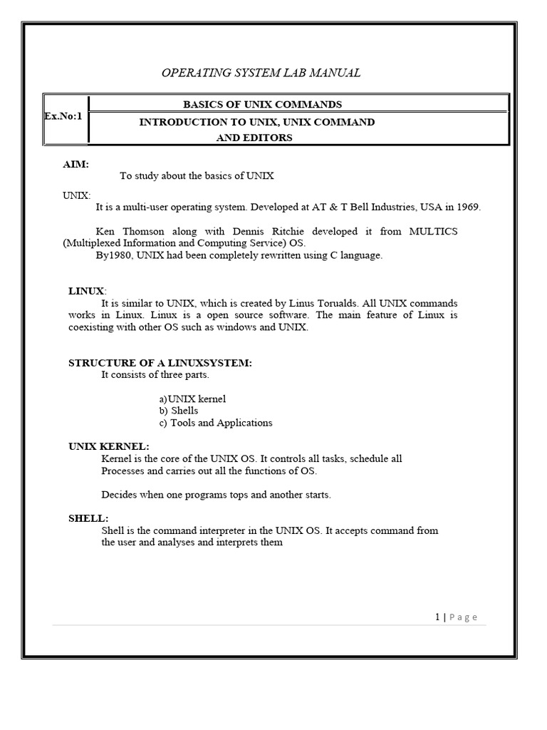 Experiment No 1 | PDF | Unix | Operating System