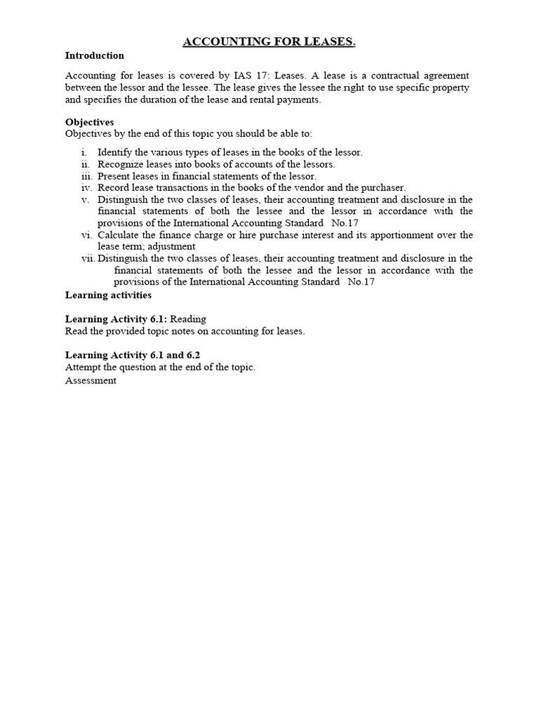Accounting For Leases | PDF | Lease | Renting