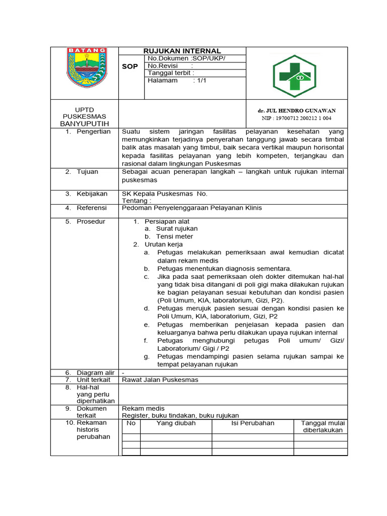 SOP Rujukan Internal | PDF | Pengembangan Diri | Kesehatan Holistik