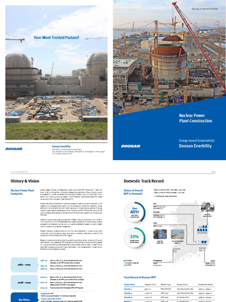 Doosan Enerbility NPP Construction - Leaflet - English | PDF | Nuclear Power Plant | Nuclear Power