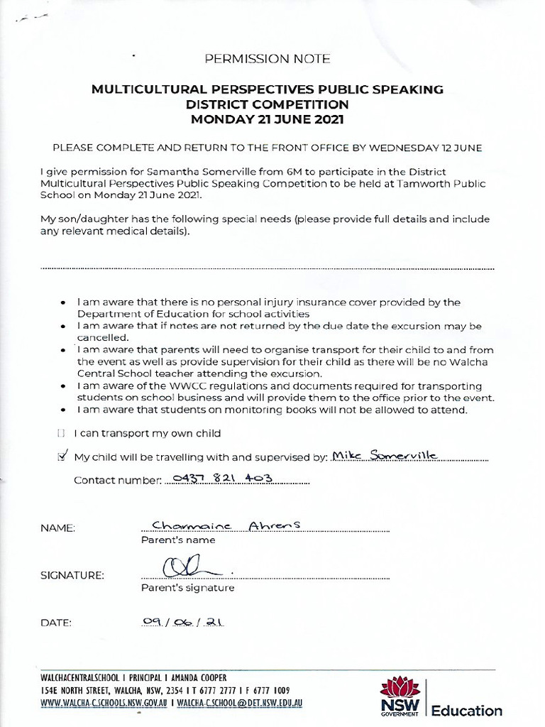 Somerville, S - Permission Note | PDF