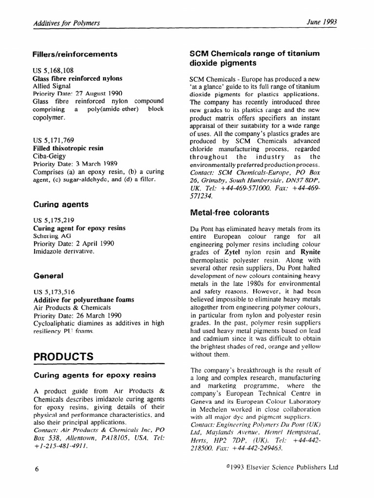 Advances in Resin Additives 1993 | PDF | Plastic | Epoxy