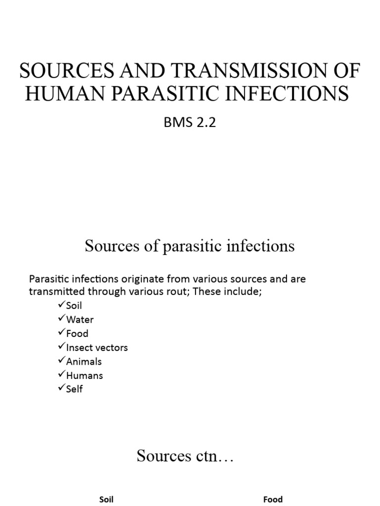 Sources and Transmission of Human Parasitic Infections | PDF ...