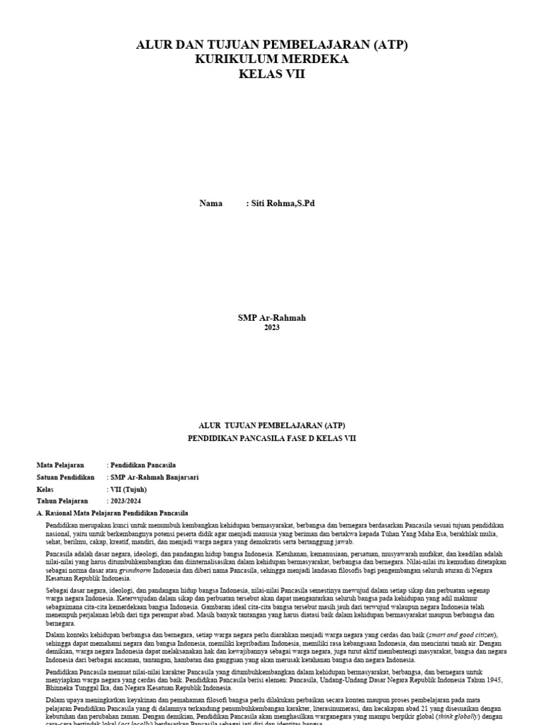 CP ATP Pendidikan Pancasila Fix | PDF | Ilmu Sosial