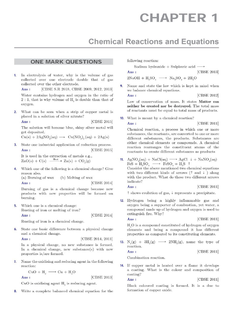 Chemical Equations and Reaction | PDF
