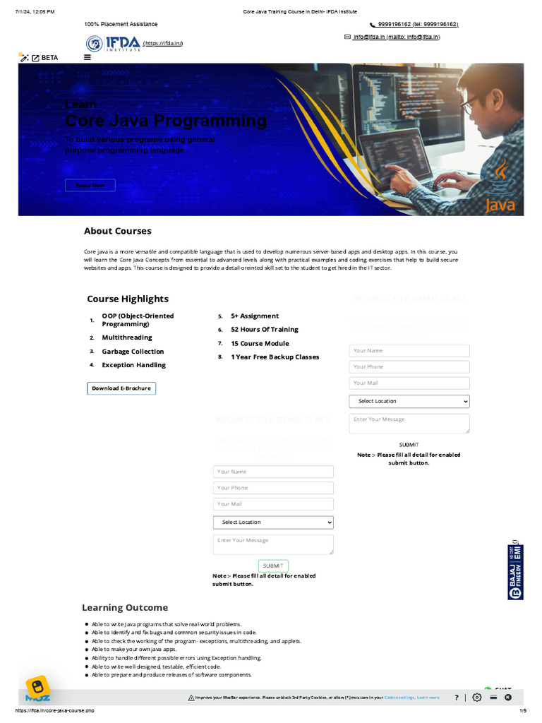 Core Java Training Course in Delhi - IfDA Institute | PDF | Java ... Core Java Training Course in Delhi - IfDA Institute | PDF | Java ...