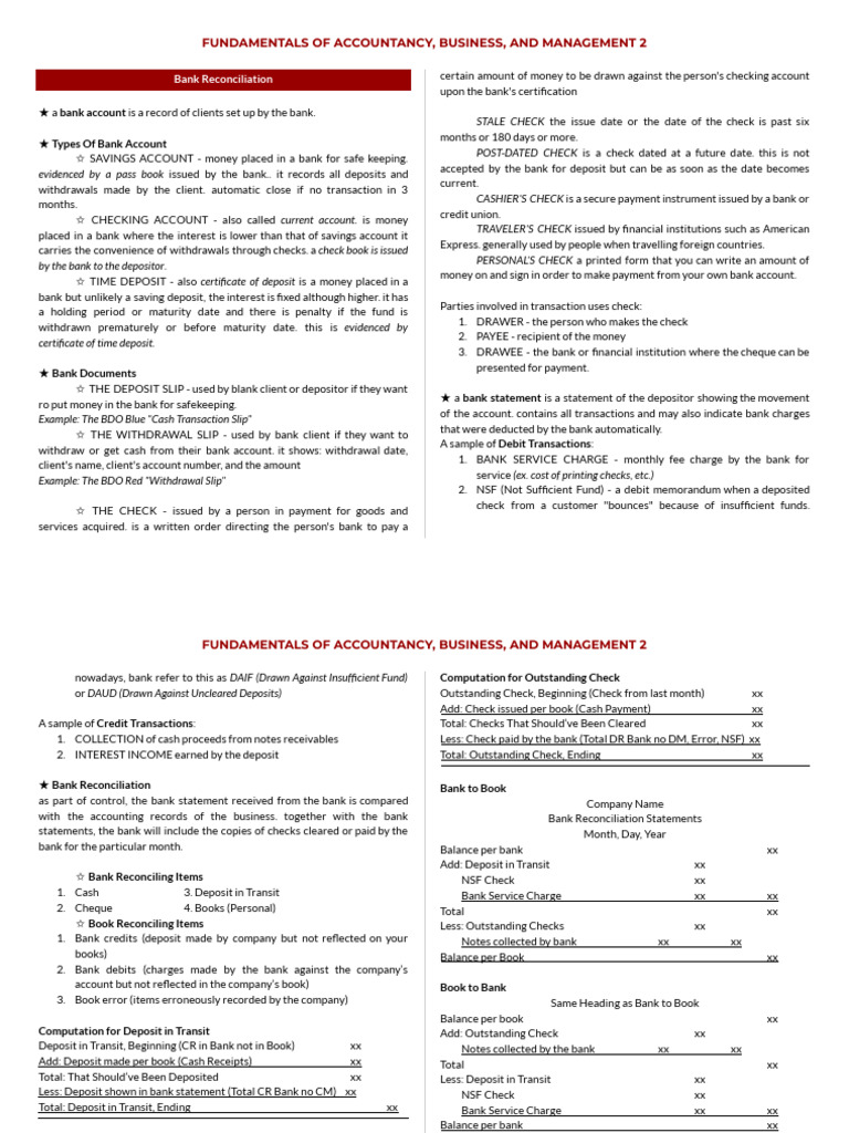 Bank Reconciliation and Taxation Basics | PDF | Cheque | Banks