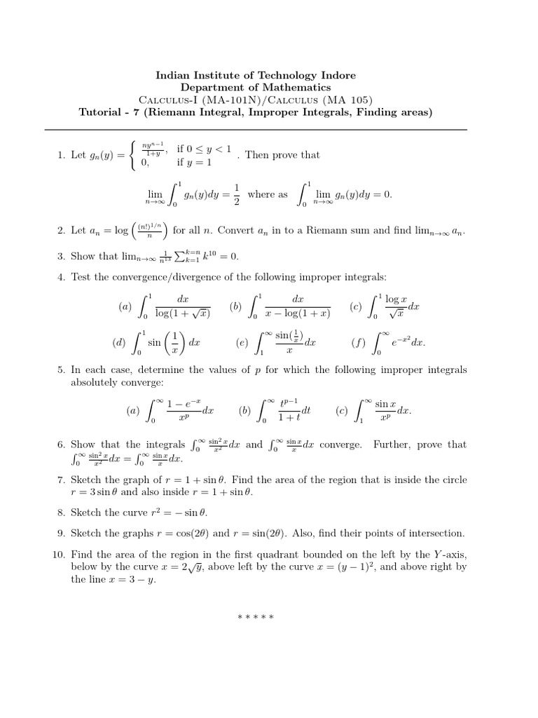 Tutorial 7 | PDF | Mathematics | Analysis