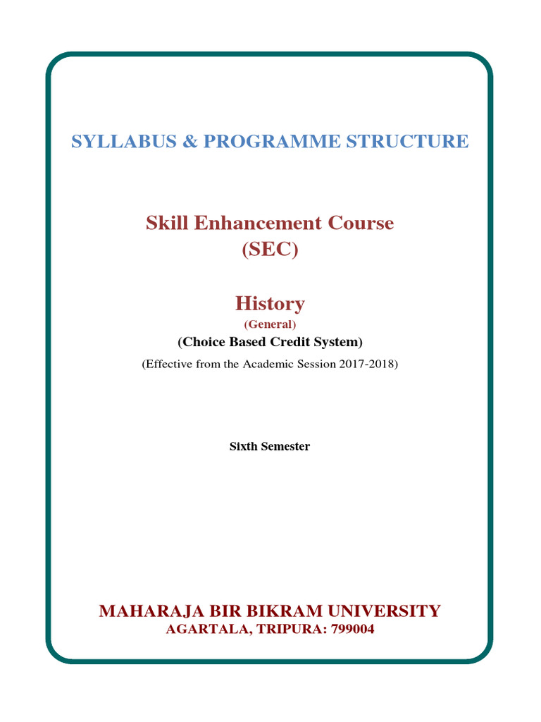 SEC History General Semester - VI Final | PDF