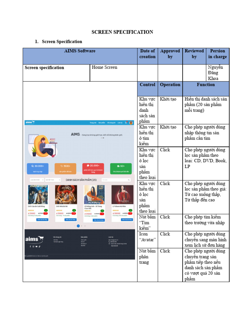 Screen Specification | PDF