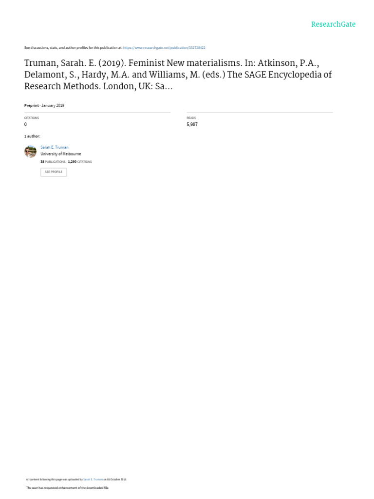 Feminist New Materialism S | PDF | Materialism | Intersectionality