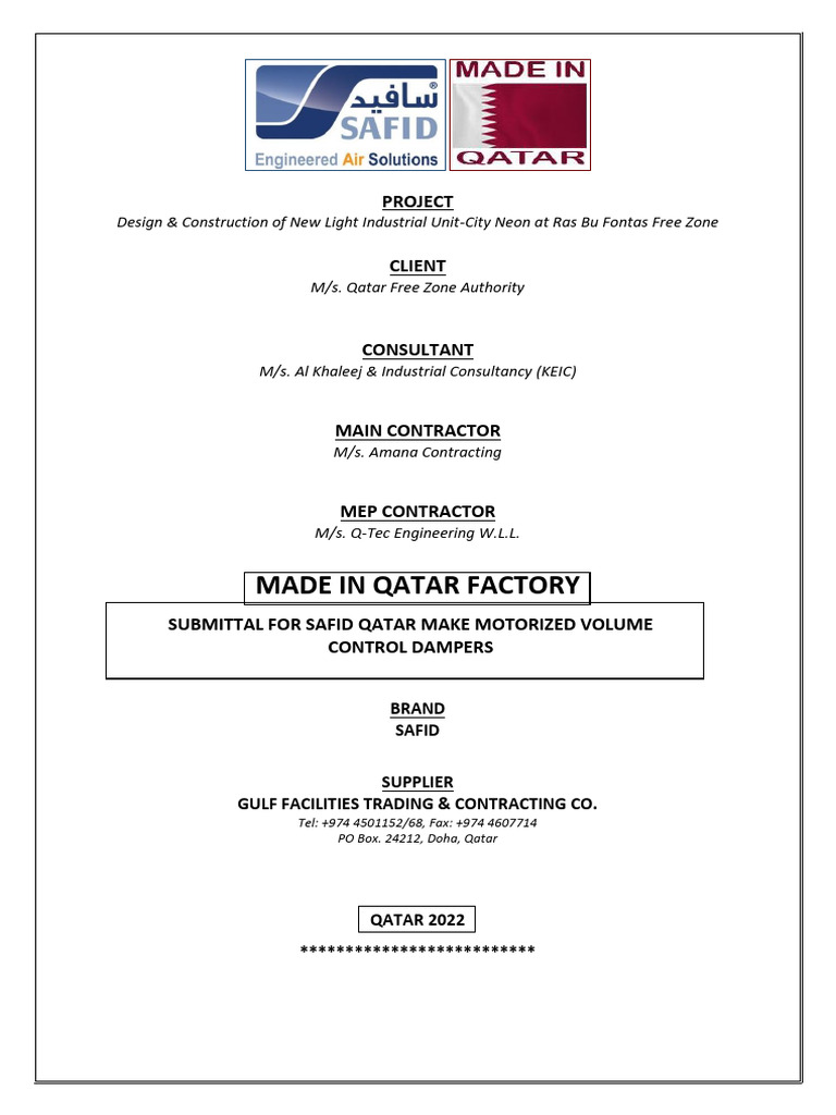 Motorized Volume Control Damper - Mar Rev.01 | PDF