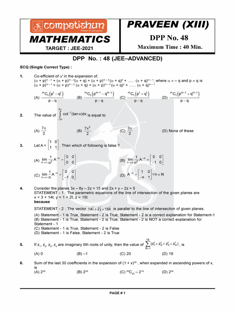DPP 48 Mathematics | PDF