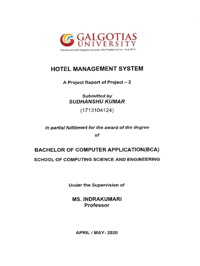 Project Hotel Management System | PDF