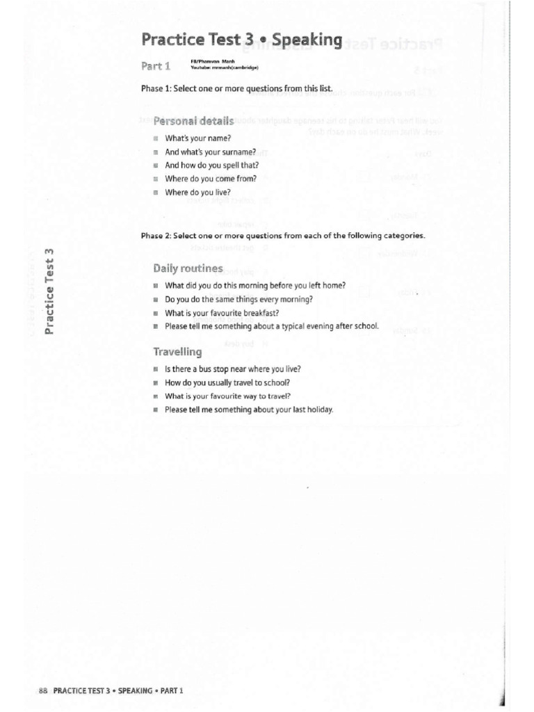 Test 3 Speaking Pdf