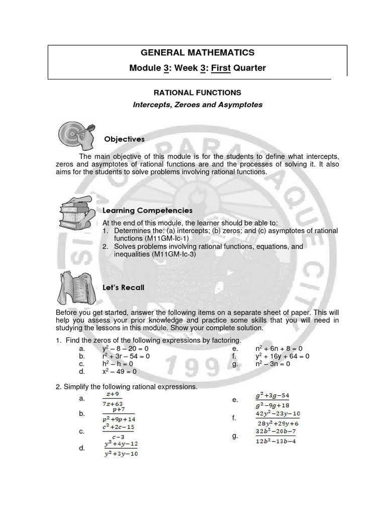 GenMath M3 W3 Q1 | PDF | Asymptote | Polynomial