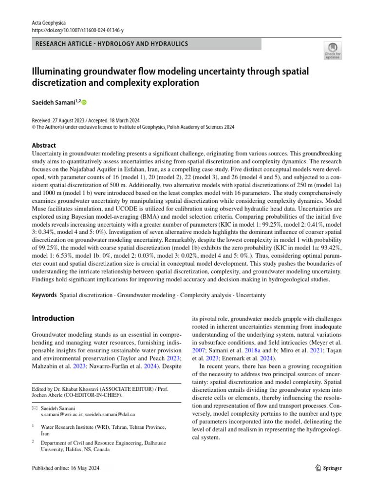 Illuminating Groundwater Flow Modeling Uncertainty Through Spatial Discretization and Complexity ...