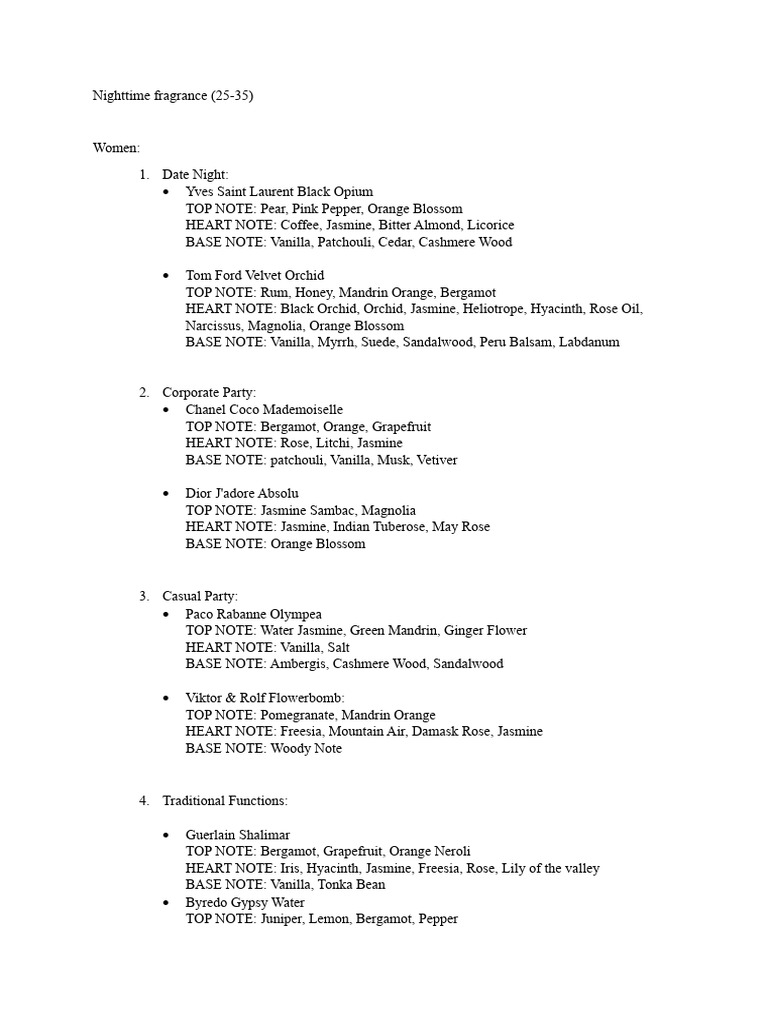 Nighttime Fragrance For Men and Women | PDF | Perfumery