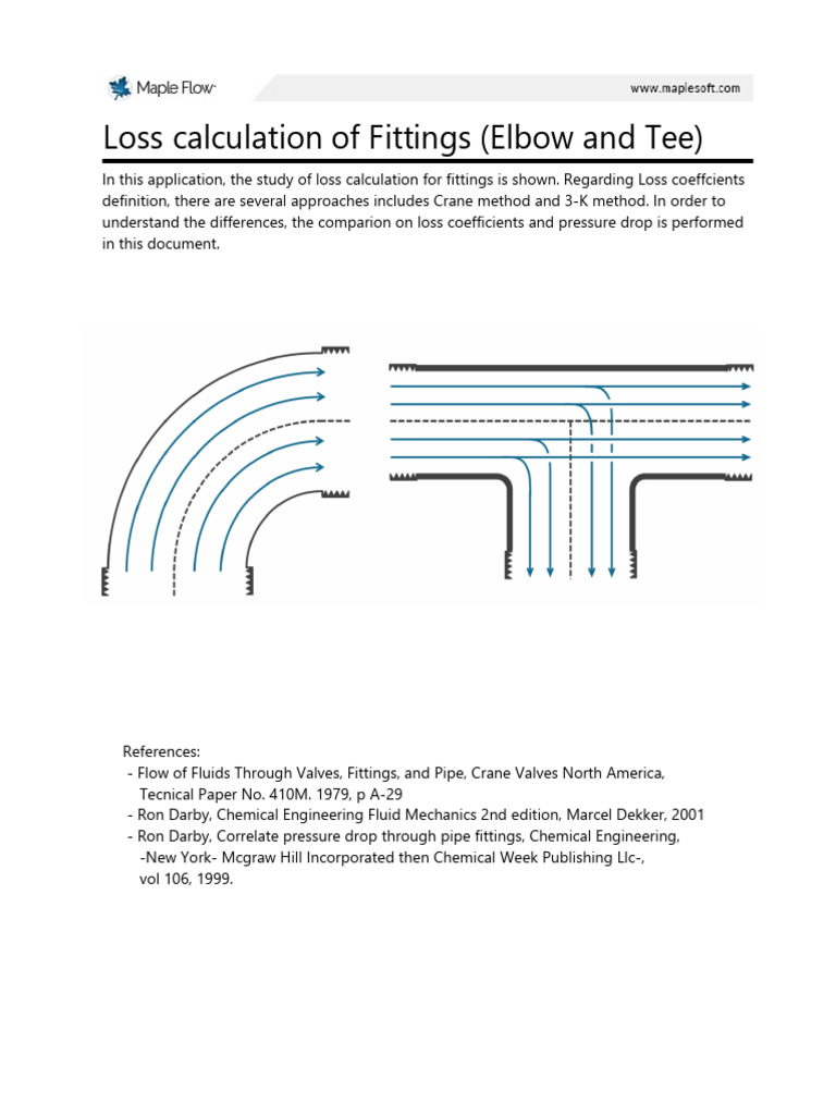 Loss Calculation of Fittings (Elbow and Tee) .Flow | PDF | Reynolds ...