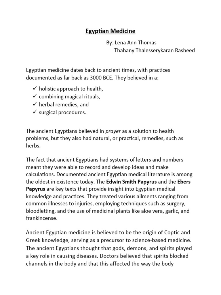 Egyptian Medicine | PDF | Medicine | Ancient Egypt