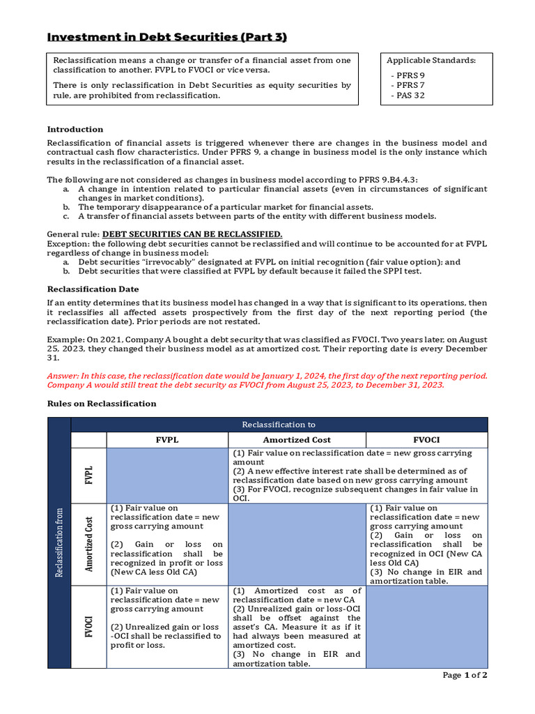 Module 5. Investment in Debt Securities Reclassification Forupload ...