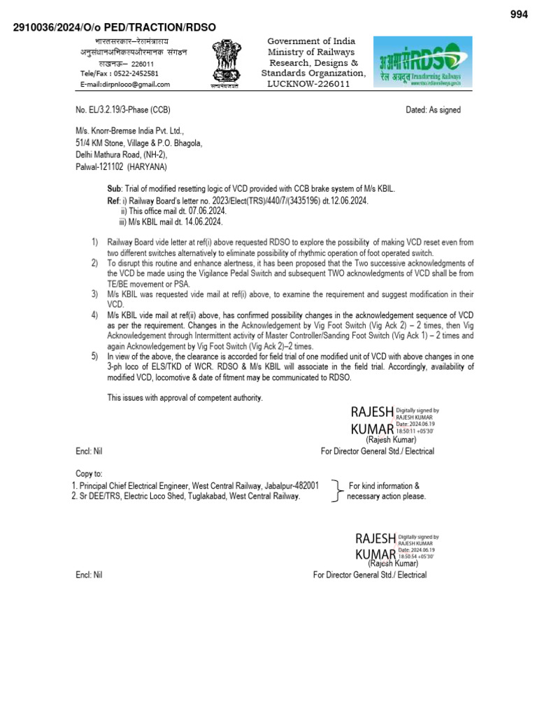 Letter - VCD - Change Sequence of Acknowledgement - KBIL - 240622 ...
