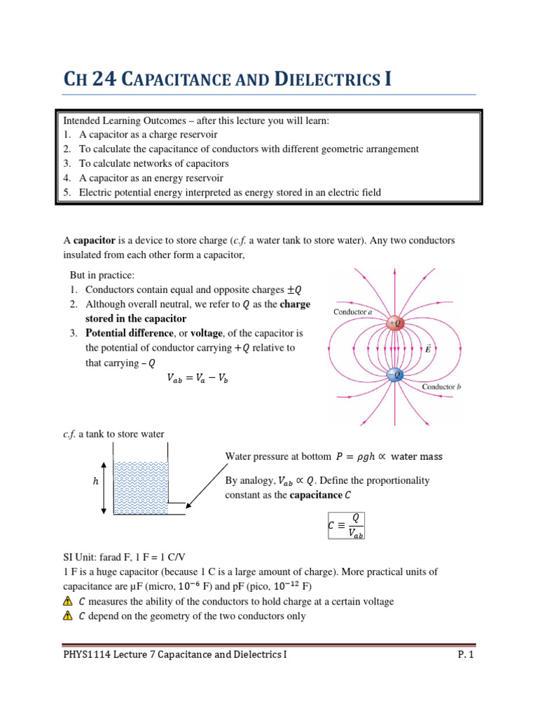 Lecture07 ch24 1 | PDF | Capacitor | Capacitance