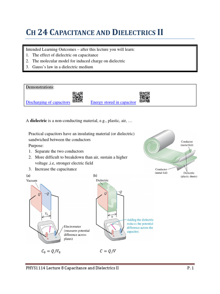 Lecture08 ch24 2 | PDF | Capacitor | Electrical Breakdown