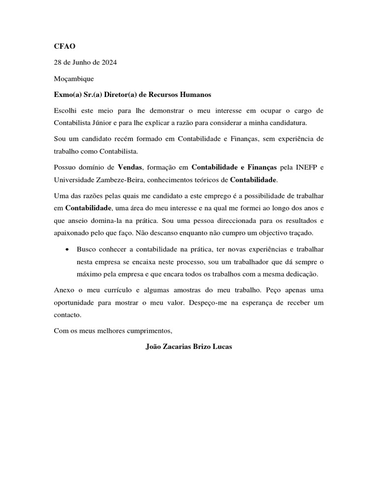Carta de Motivacao | PDF Carta de Motivacao | PDF