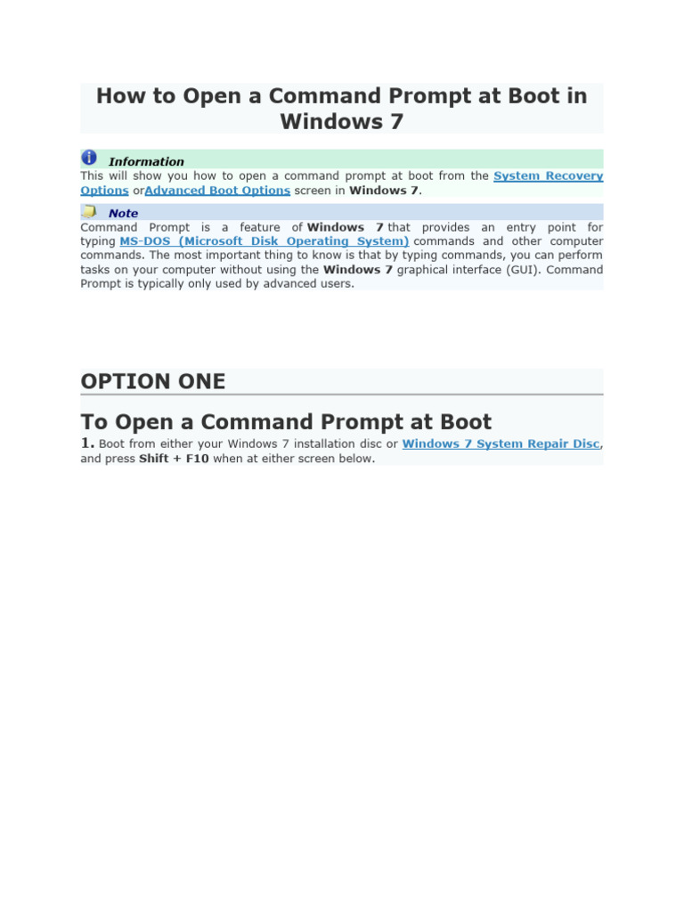 How To Open A Command Prompt at Boot in Windows 7 | PDF | Operating ...