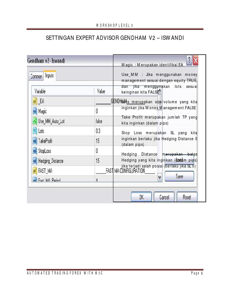 SETTINGAN DAN CARA KERJA EA (Buku 3) | PDF