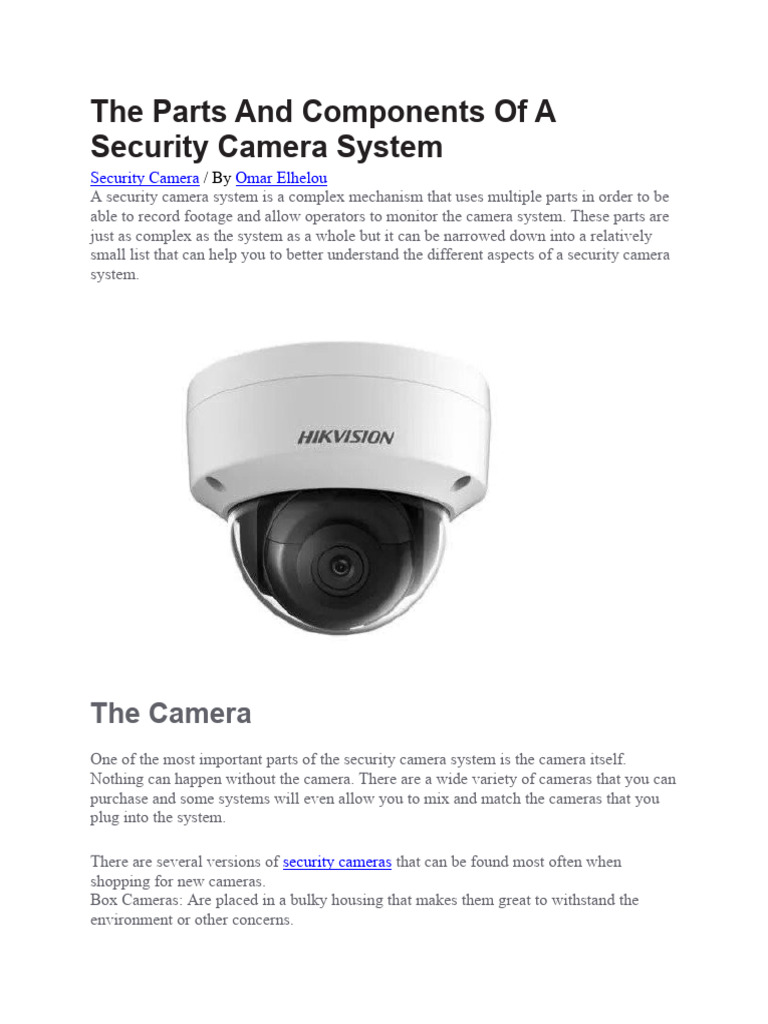 The Parts and Components of A Security Camera System | PDF | Digital ...