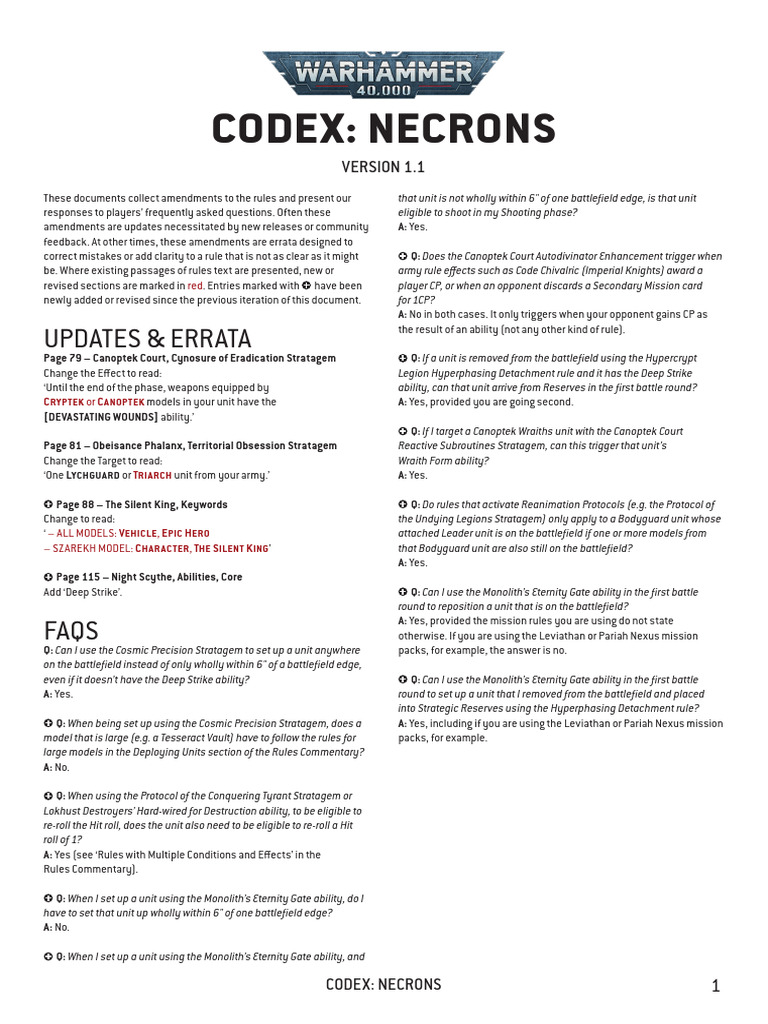 Codex: Necrons: Updates & Errata | PDF | Technology & Engineering | History