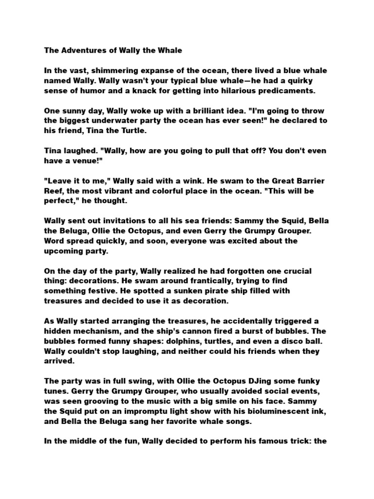 Wally The Whale | PDF | Whales
