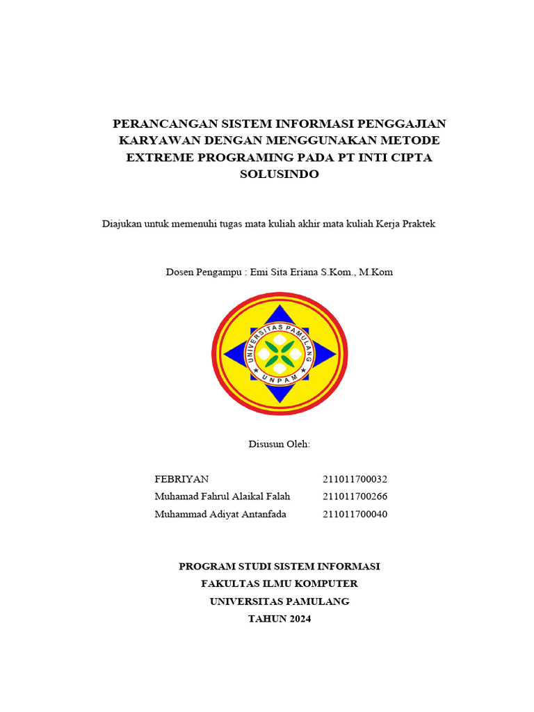 Perancangan Aplikasi Penggajian Karyawan Berbasis Web Dengan Metode Extreme Programing | PDF ...