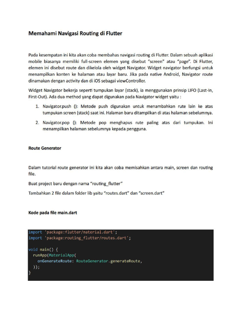 Navigasi Routing Di Flutter | PDF
