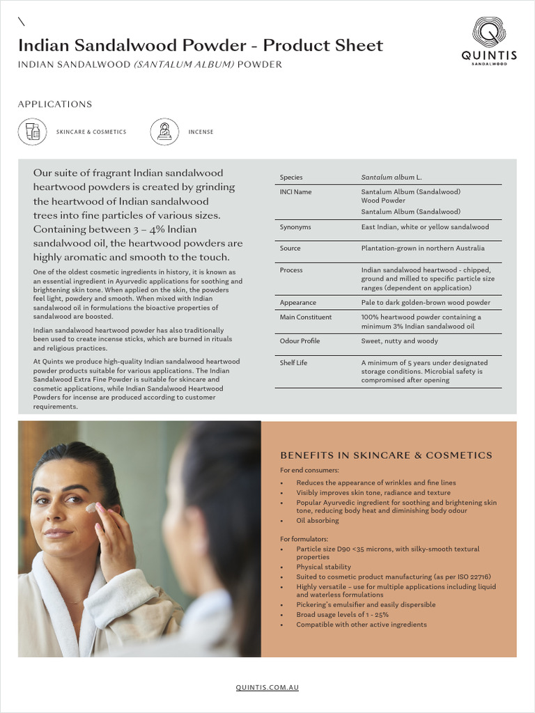 Sandalwood Powder Product Sheet | PDF | Wood | Incense