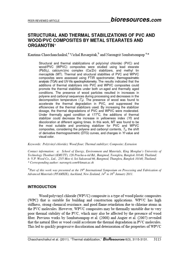 Structural Dan Thermal Stabilization of PVC | PDF | Polyvinyl Chloride ...