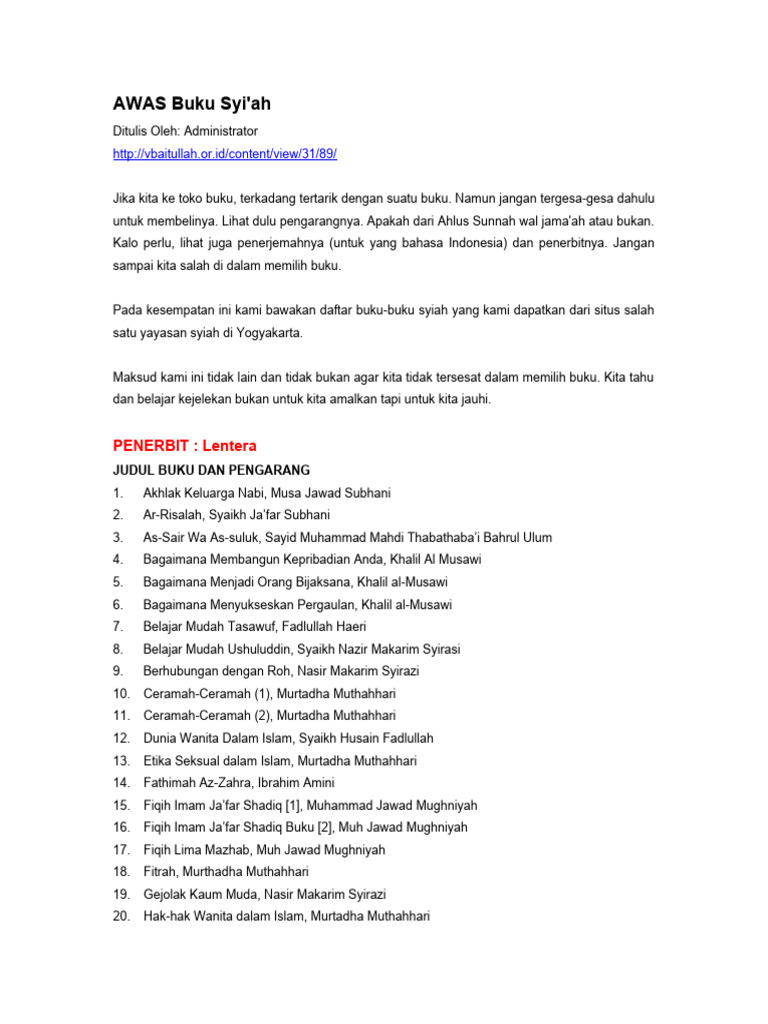 AWAS Buku Syiah | PDF