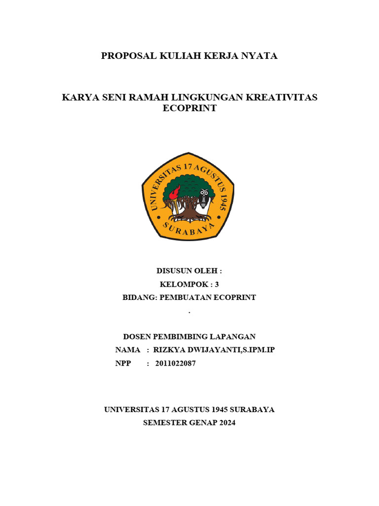 Proposal Kuliah Kerja Nyata-1 | PDF