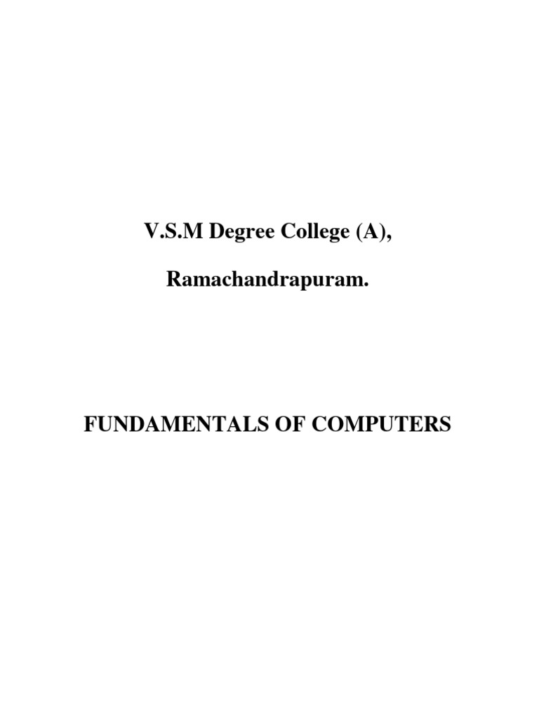 Fundamentals of Computer | PDF | Printer (Computing) | Computer Data Storage