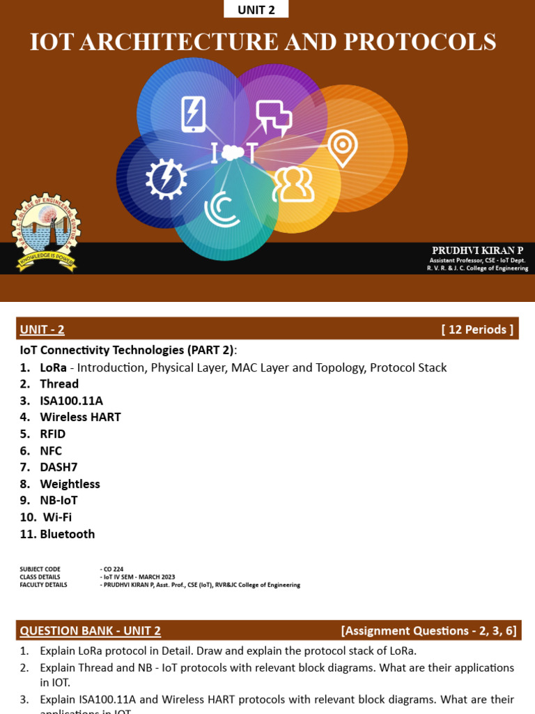 Internet of Things - Architecture and Protocols - Unit 2 | PDF ...