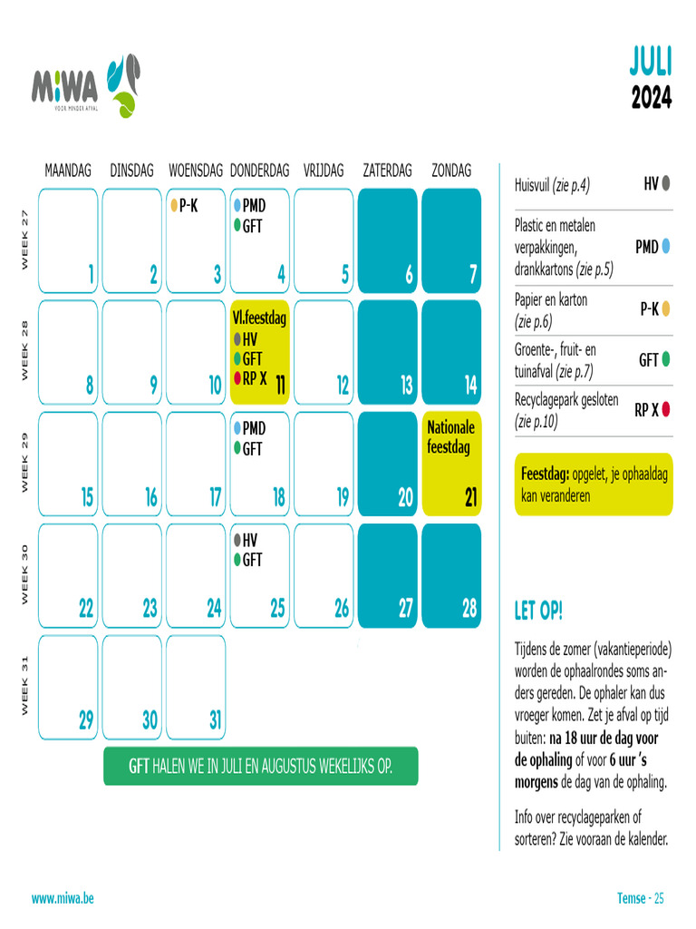 TEMSE-MIWA Afvalkalender 2024 | PDF