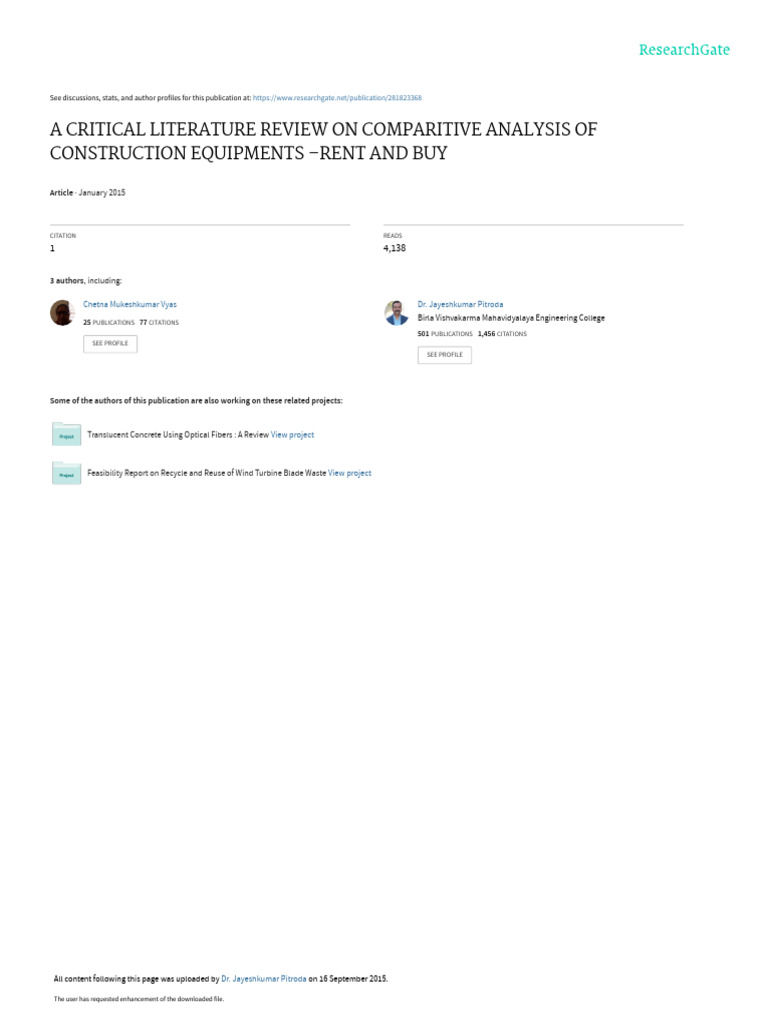 A CRITICAL LITERATURE REVIEW ON COMPARITIVE ANALYSIS OF RENT or BUY ...