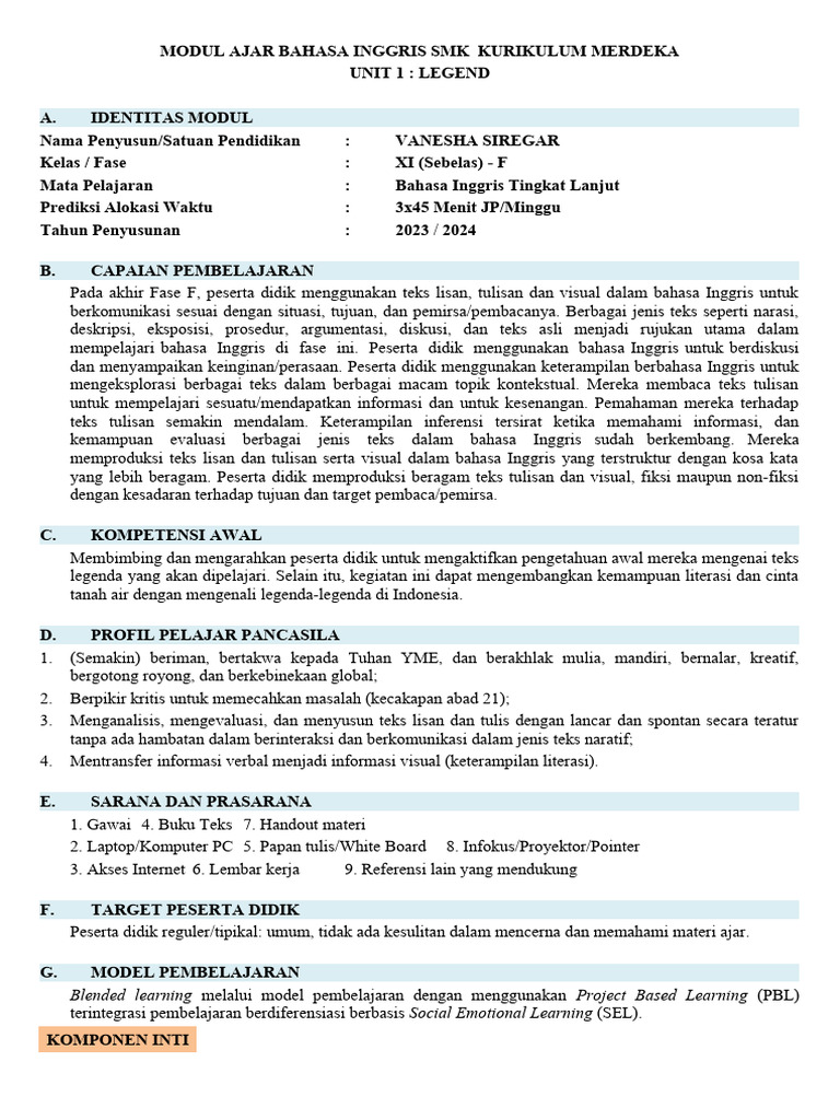 Modul Ajar Vanesha Kurmer | PDF