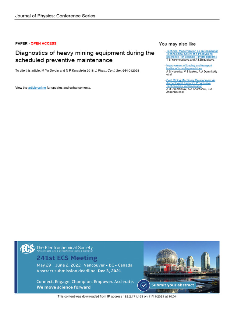 Heavy Equipment Diagnostics in Mining | PDF | Mining | Coal Mining
