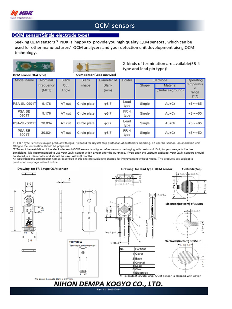 QCM Sensors Specifications and Details | PDF | Equipment | Manufactured ...