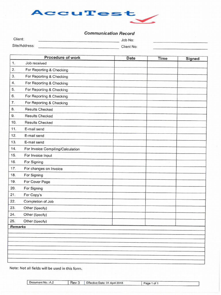 A.2 - Communication Record | PDF
